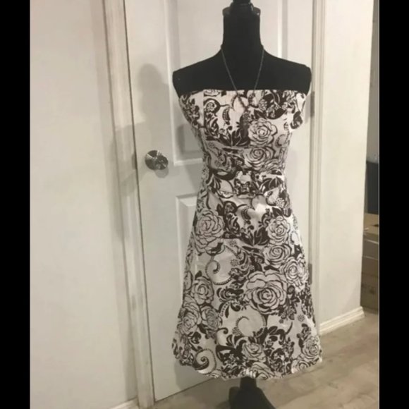 B. Smart | Dresses | B Smart Strapless Sunner Brown White Strapless ...